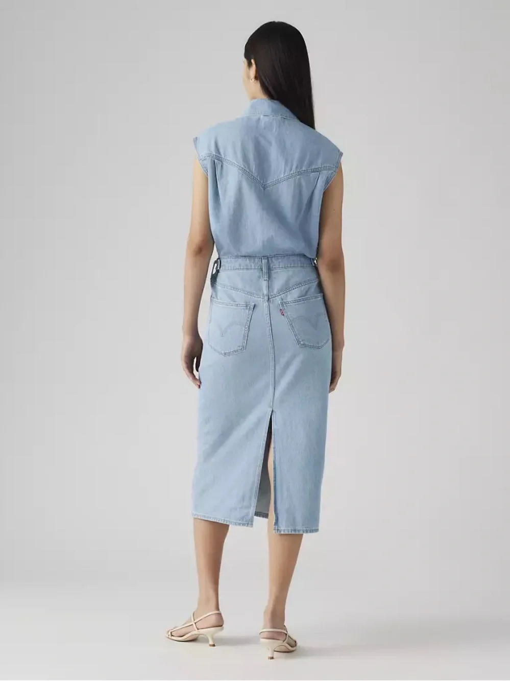 Levi's | Dresses | Levis Iconic Sleeveless Light Blue Denim Midi Dress ...